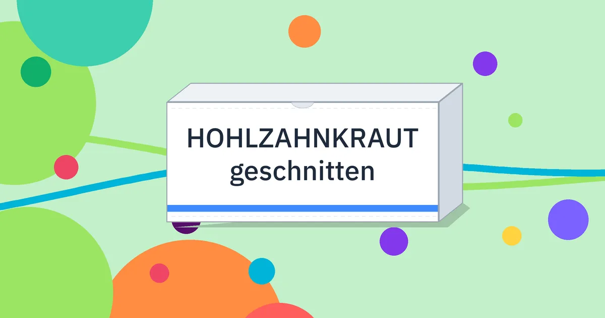 Symbolbild: Packung mit der Aufschrift HOHLZAHNKRAUT geschnitten (PZN 14031429) – Verfügbarkeit und Bezug in Apotheken in Frankfurt am Main
