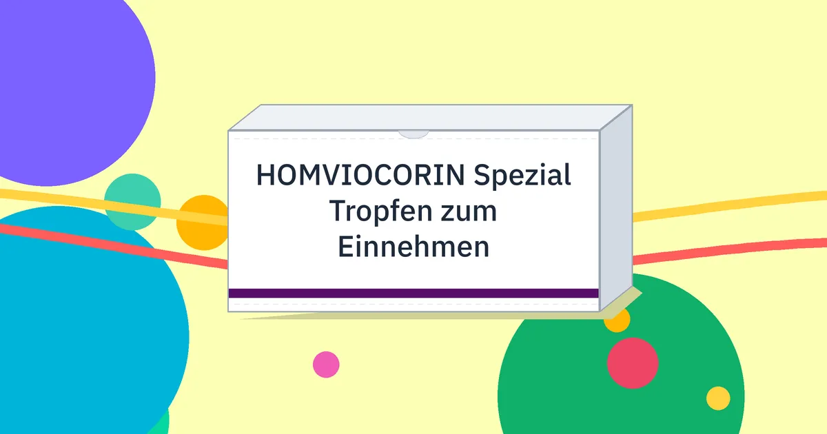 Symbolbild: Packung mit der Aufschrift HOMVIOCORIN Spezial Tropfen zum Einnehmen (PZN 05917944) – Verfügbarkeit und Bezug in Apotheken in Frankfurt am Main