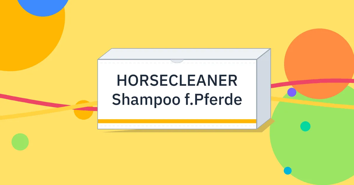 Symbolbild: Packung mit der Aufschrift HORSECLEANER Shampoo f.Pferde (PZN 06498969) – Verfügbarkeit und Bezug in Apotheken in Frankfurt am Main
