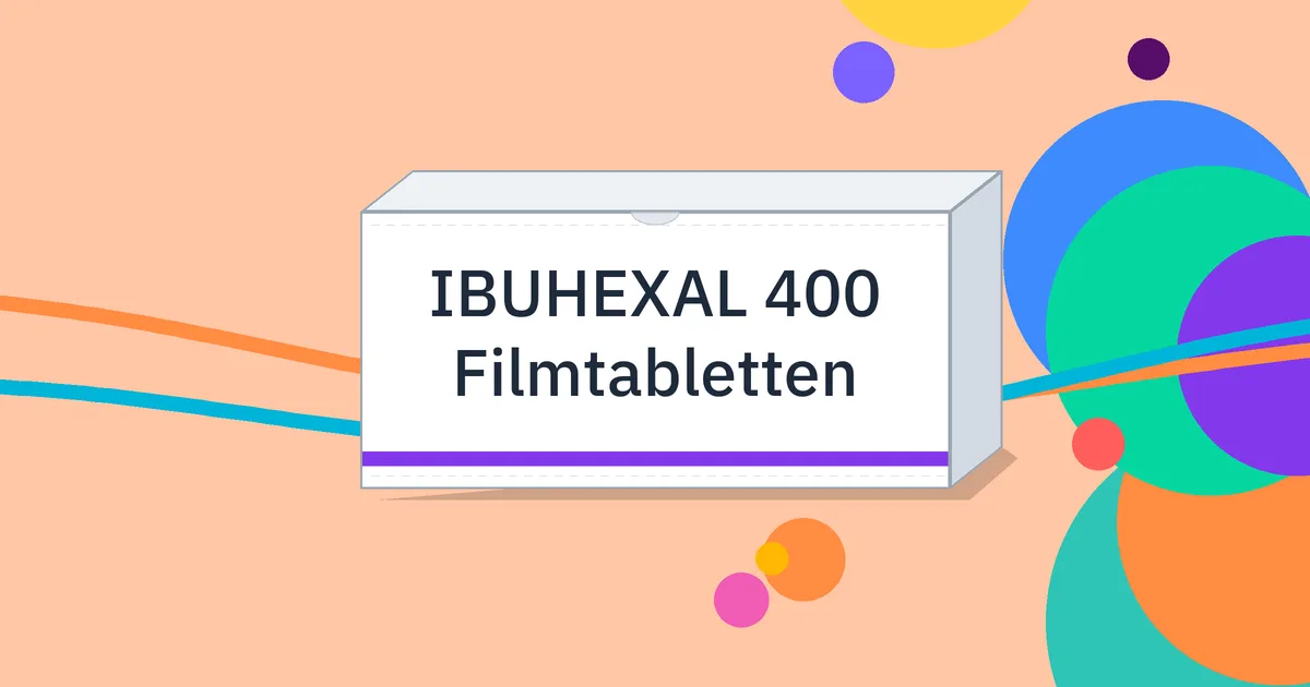 Symbolbild: Packung mit der Aufschrift IBUHEXAL 400 Filmtabletten (PZN 03674101) – Verfügbarkeit und Bezug in Apotheken in Frankfurt am Main