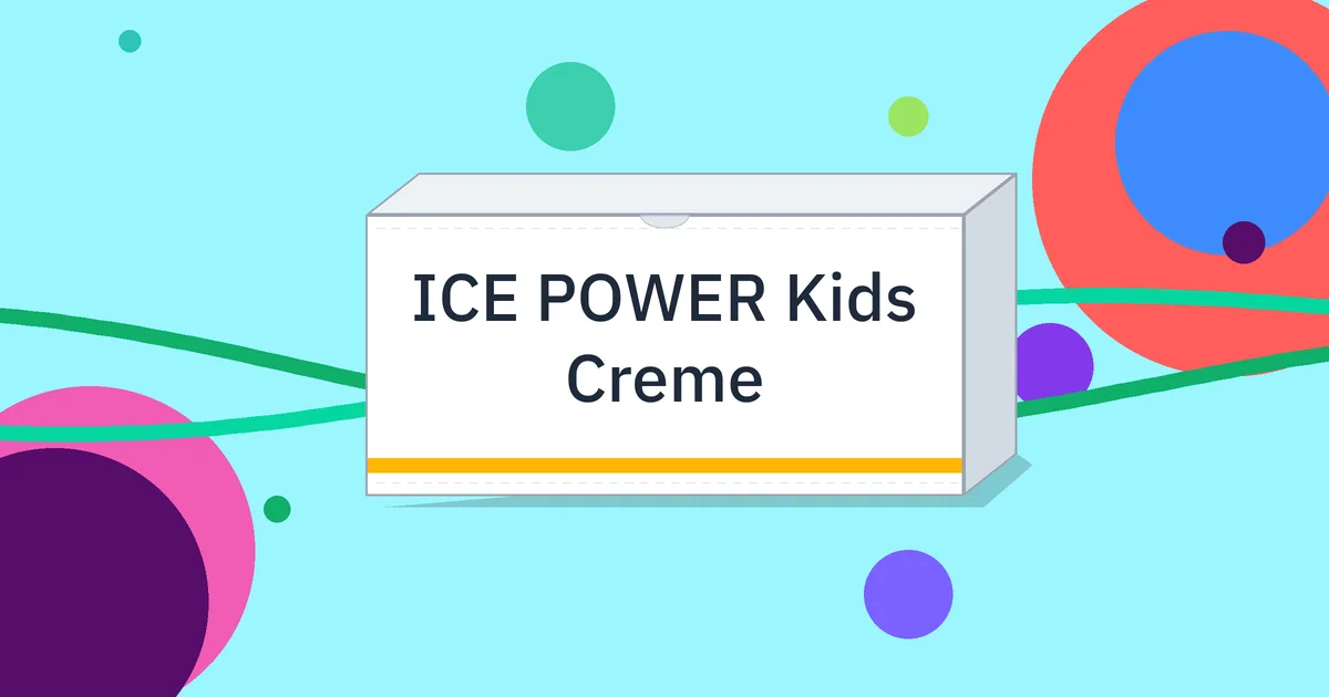 Symbolbild: Packung mit der Aufschrift ICE POWER Kids Creme (PZN 08882531) – Verfügbarkeit und Bezug in Apotheken in Frankfurt am Main