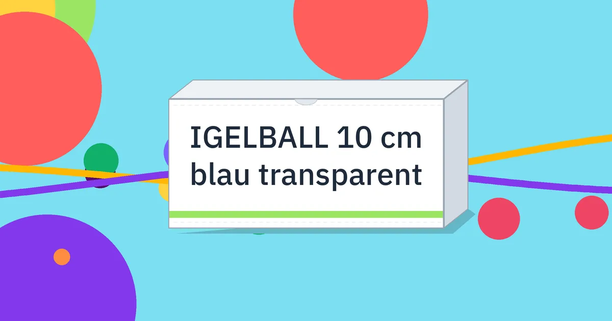 Symbolbild: Packung mit der Aufschrift IGELBALL 10 cm blau transparent (PZN 01231718) – Verfügbarkeit und Bezug in Apotheken in Frankfurt am Main