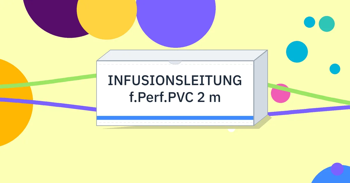 Symbolbild: Packung mit der Aufschrift INFUSIONSLEITUNG f.Perf.PVC 2 m (PZN 08485103) – Verfügbarkeit und Bezug in Apotheken in Frankfurt am Main