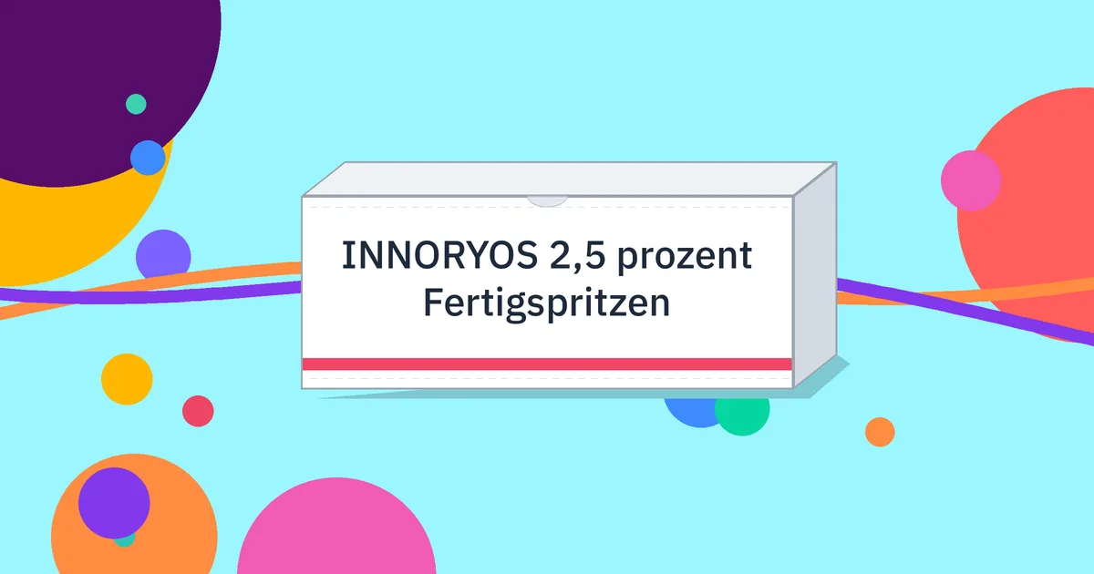 Symbolbild: Packung mit der Aufschrift INNORYOS 2,5 prozent Fertigspritzen (PZN 19949267) – Verfügbarkeit und Bezug in Apotheken in Frankfurt am Main
