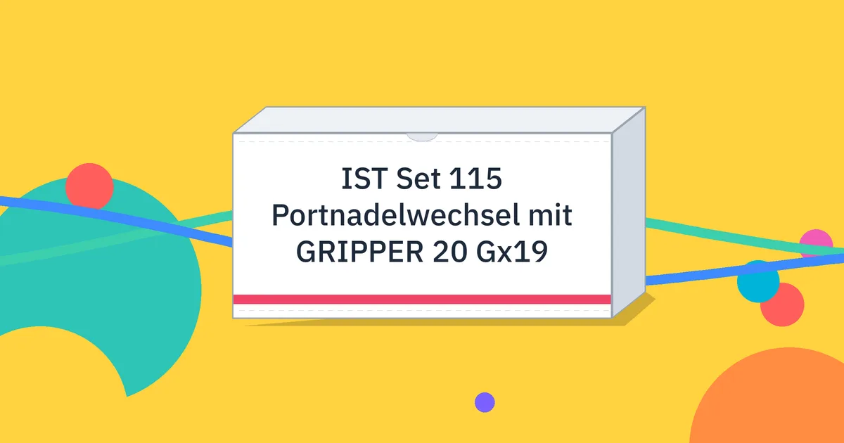 Symbolbild: Packung mit der Aufschrift IST Set 115 Portnadelwechsel mit GRIPPER 20 Gx19 (PZN 10049651) – Verfügbarkeit und Bezug in Apotheken in Frankfurt am Main