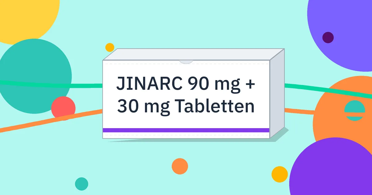 Symbolbild: Packung mit der Aufschrift JINARC 90 mg + 30 mg Tabletten (PZN 18775836) – Verfügbarkeit und Bezug in Apotheken in Frankfurt am Main