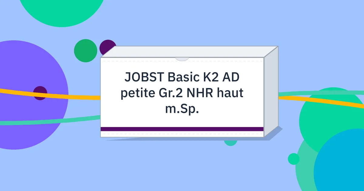 Symbolbild: Packung mit der Aufschrift JOBST Basic K2 AD petite Gr.2 NHR haut m.Sp. (PZN 15312685) – Verfügbarkeit und Bezug in Apotheken in Frankfurt am Main