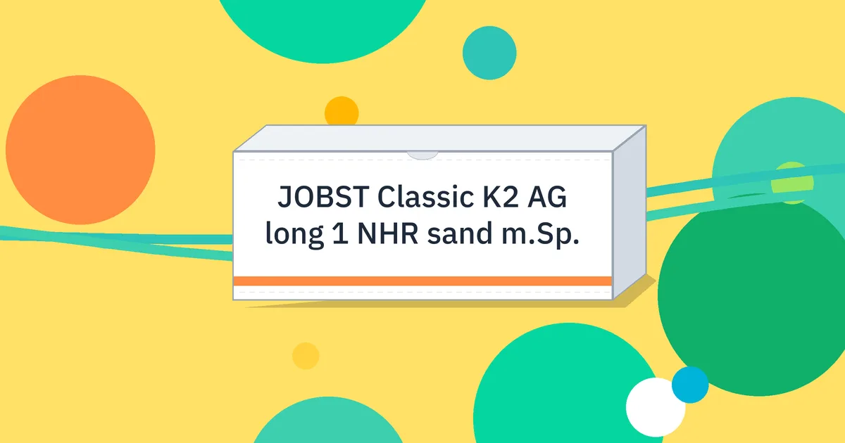 Symbolbild: Packung mit der Aufschrift JOBST Classic K2 AG long 1 NHR sand m.Sp. (PZN 11269805) – Verfügbarkeit und Bezug in Apotheken in Frankfurt am Main