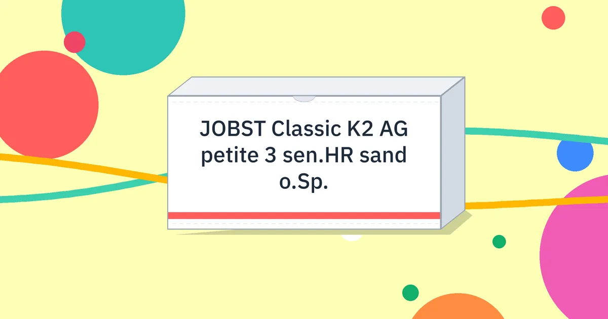 Symbolbild: Packung mit der Aufschrift JOBST Classic K2 AG petite 3 sen.HR sand o.Sp. (PZN 17961330) – Verfügbarkeit und Bezug in Apotheken in Frankfurt am Main