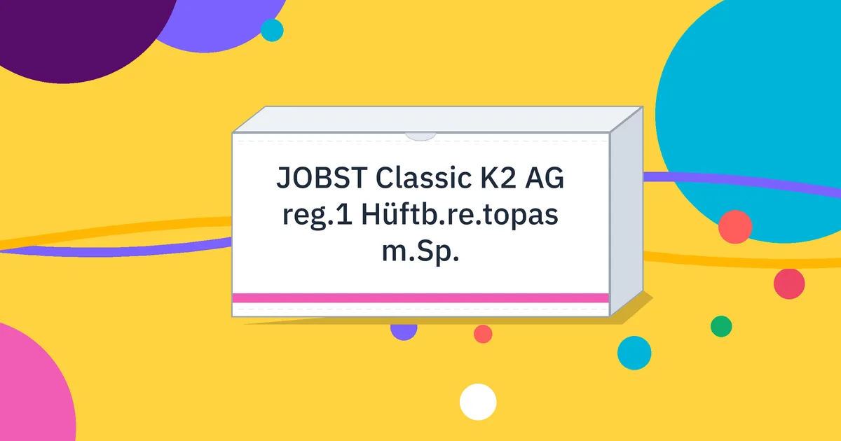 Symbolbild: Packung mit der Aufschrift JOBST Classic K2 AG reg.1 Hüftb.re.topas m.Sp. (PZN 13067193) – Verfügbarkeit und Bezug in Apotheken in Frankfurt am Main