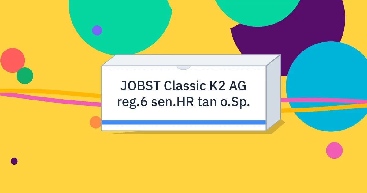 Symbolbild: Packung mit der Aufschrift JOBST Classic K2 AG reg.6 sen.HR tan o.Sp. (PZN 17960017) – Verfügbarkeit und Bezug in Apotheken in Frankfurt am Main