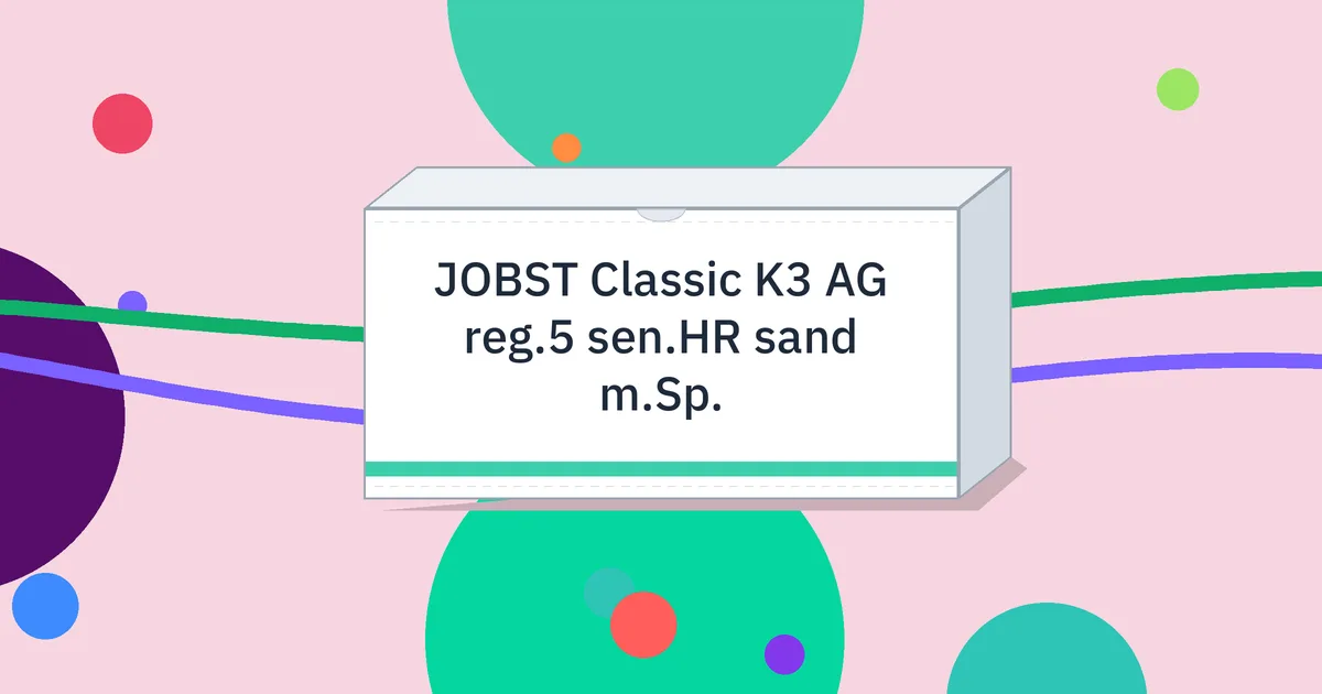 Symbolbild: Packung mit der Aufschrift JOBST Classic K3 AG reg.5 sen.HR sand m.Sp. (PZN 17957340) – Verfügbarkeit und Bezug in Apotheken in Frankfurt am Main