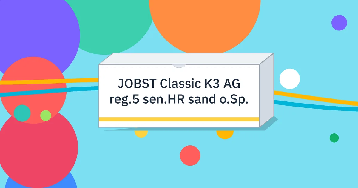Symbolbild: Packung mit der Aufschrift JOBST Classic K3 AG reg.5 sen.HR sand o.Sp. (PZN 17957185) – Verfügbarkeit und Bezug in Apotheken in Frankfurt am Main