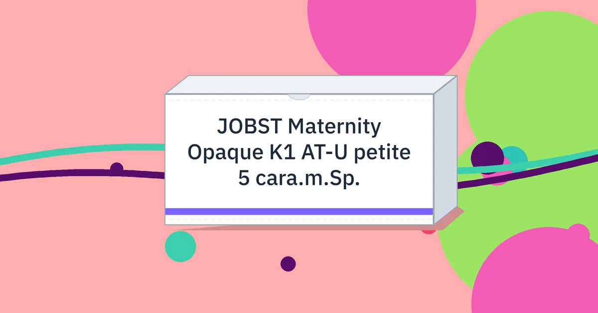 Symbolbild: Packung mit der Aufschrift JOBST Maternity Opaque K1 AT-U petite 5 cara.m.Sp. (PZN 15850738) – Verfügbarkeit und Bezug in Apotheken in Frankfurt am Main