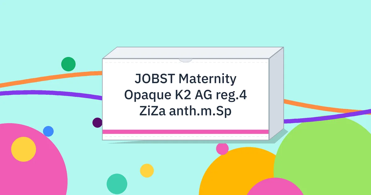 Symbolbild: Packung mit der Aufschrift JOBST Maternity Opaque K2 AG reg.4 ZiZa anth.m.Sp (PZN 15855865) – Verfügbarkeit und Bezug in Apotheken in Frankfurt am Main