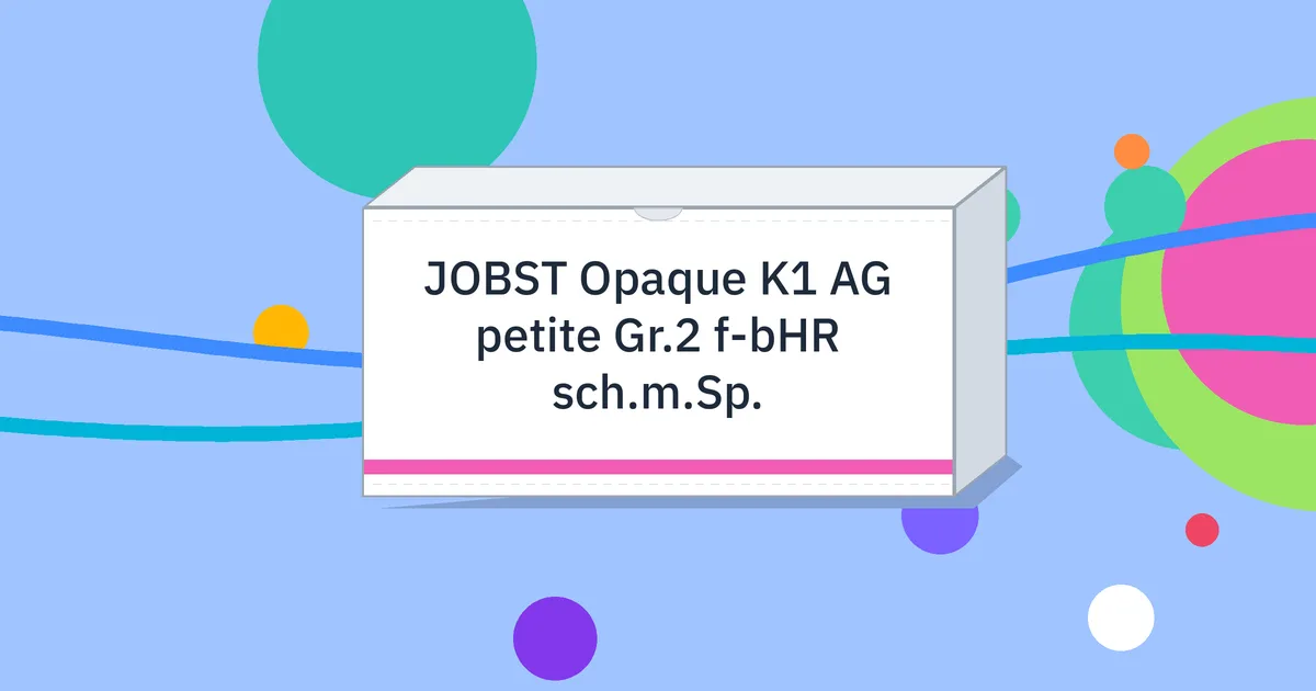 Symbolbild: Packung mit der Aufschrift JOBST Opaque K1 AG petite Gr.2 f-bHR sch.m.Sp. (PZN 13083714) – Verfügbarkeit und Bezug in Apotheken in Frankfurt am Main