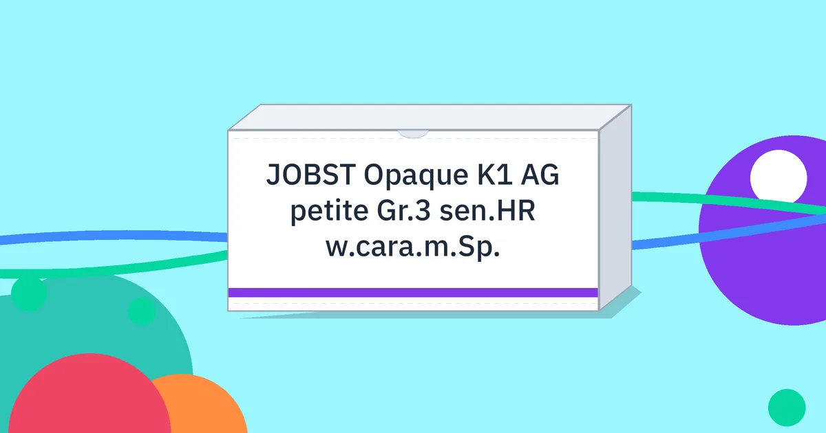 Symbolbild: Packung mit der Aufschrift JOBST Opaque K1 AG petite Gr.3 sen.HR w.cara.m.Sp. (PZN 13085937) – Verfügbarkeit und Bezug in Apotheken in Frankfurt am Main