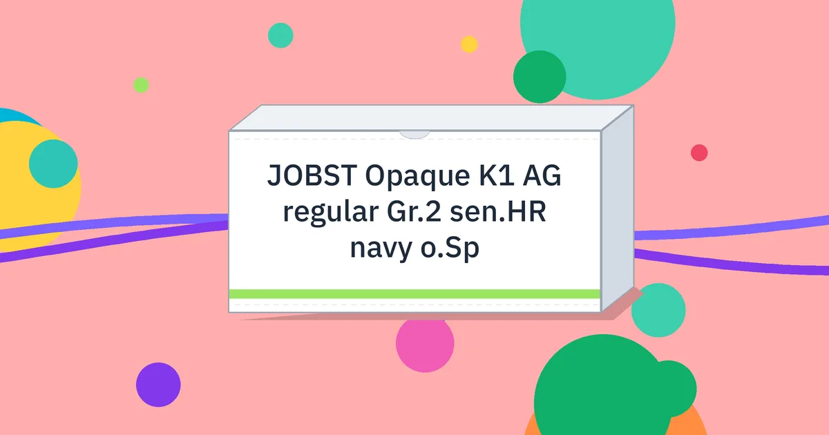 Symbolbild: Packung mit der Aufschrift JOBST Opaque K1 AG regular Gr.2 sen.HR navy o.Sp (PZN 13096013) – Verfügbarkeit und Bezug in Apotheken in Frankfurt am Main