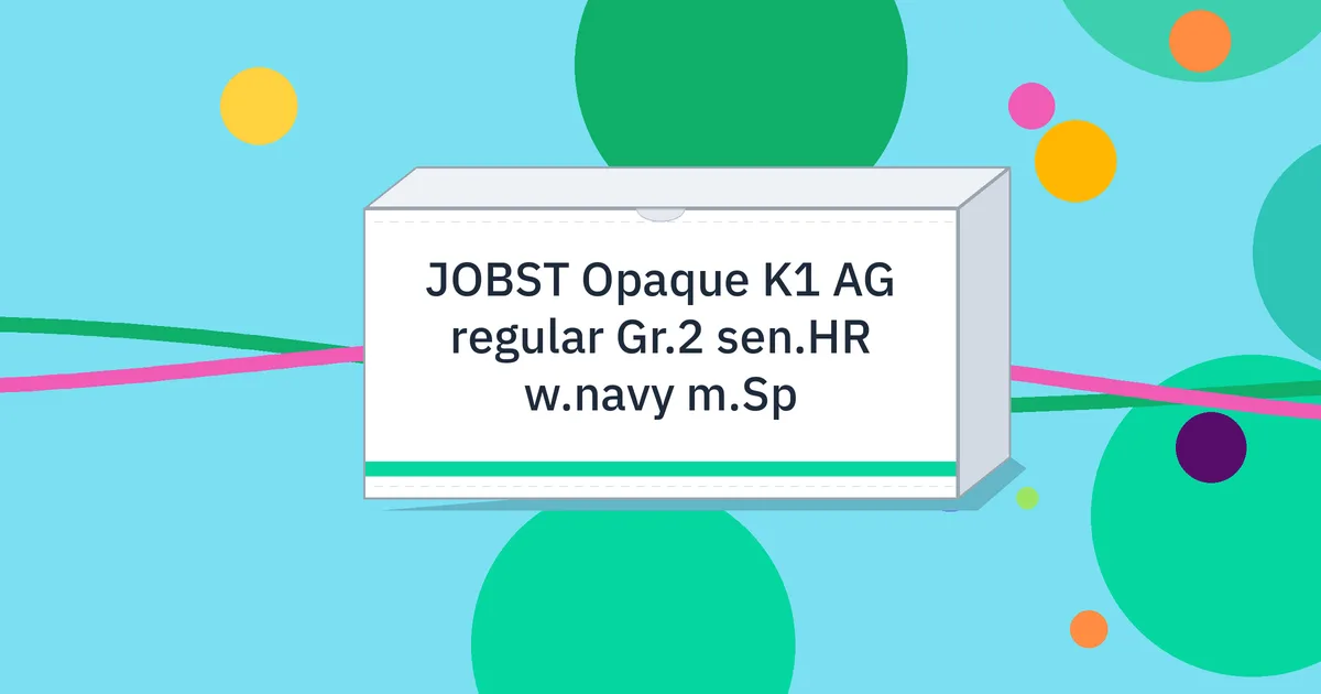 Symbolbild: Packung mit der Aufschrift JOBST Opaque K1 AG regular Gr.2 sen.HR w.navy m.Sp (PZN 13093078) – Verfügbarkeit und Bezug in Apotheken in Frankfurt am Main