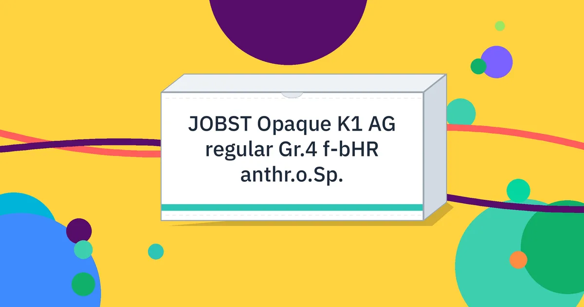 Symbolbild: Packung mit der Aufschrift JOBST Opaque K1 AG regular Gr.4 f-bHR anthr.o.Sp. (PZN 16267805) – Verfügbarkeit und Bezug in Apotheken in Frankfurt am Main