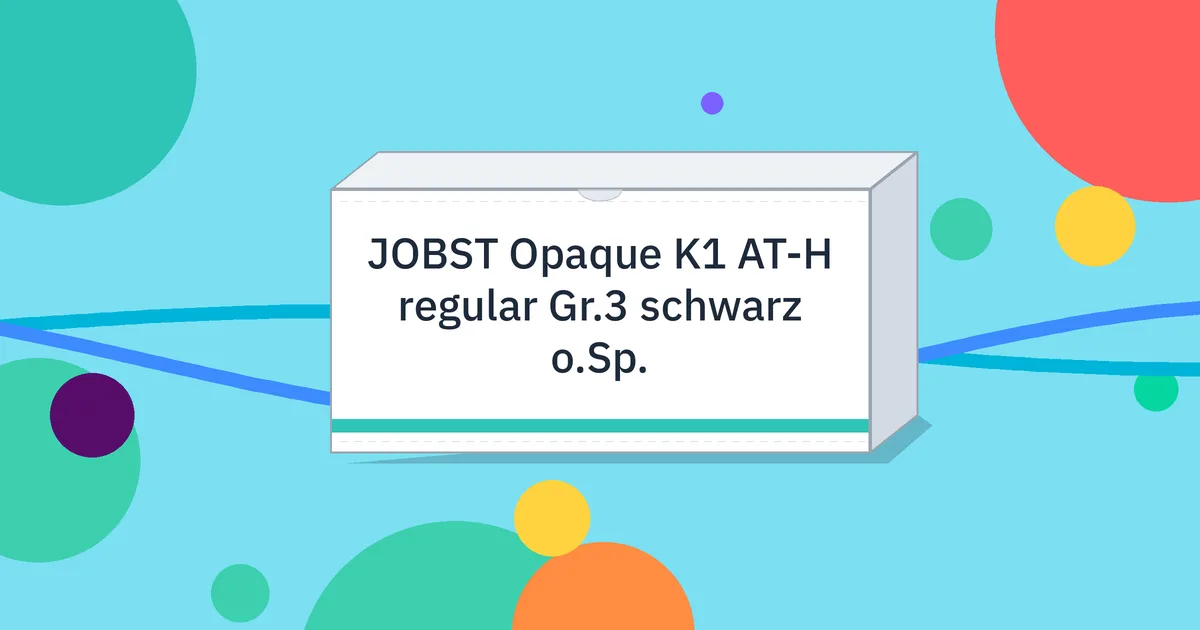 Symbolbild: Packung mit der Aufschrift JOBST Opaque K1 AT-H regular Gr.3 schwarz o.Sp. (PZN 13105806) – Verfügbarkeit und Bezug in Apotheken in Frankfurt am Main