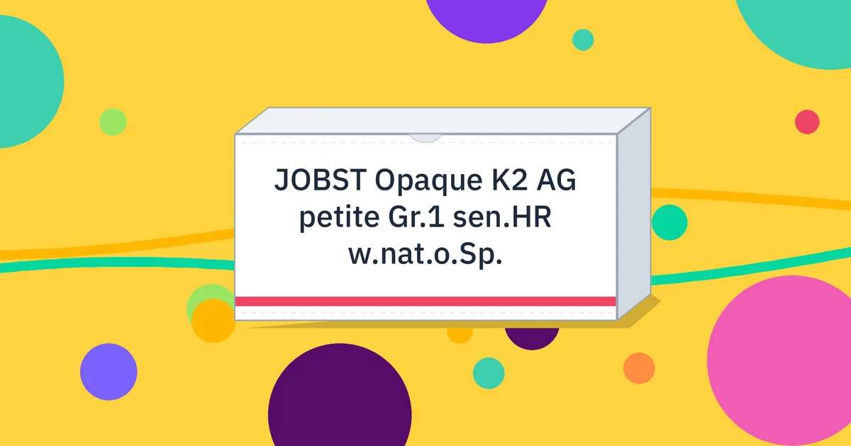 Symbolbild: Packung mit der Aufschrift JOBST Opaque K2 AG petite Gr.1 sen.HR w.nat.o.Sp. (PZN 11256783) – Verfügbarkeit und Bezug in Apotheken in Frankfurt am Main