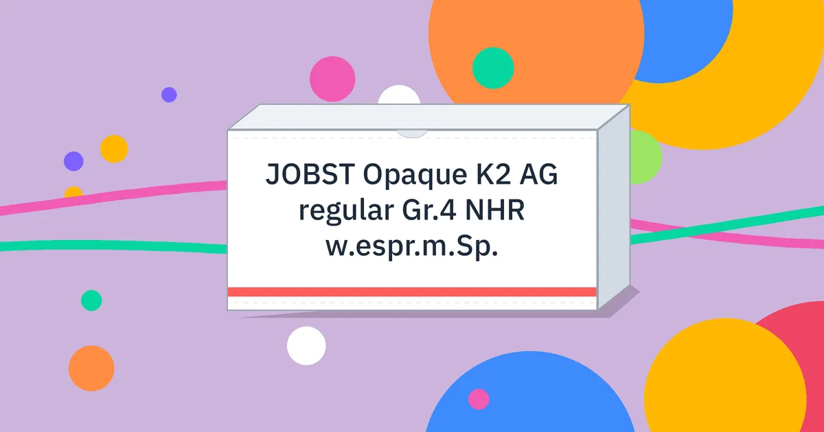 Symbolbild: Packung mit der Aufschrift JOBST Opaque K2 AG regular Gr.4 NHR w.espr.m.Sp. (PZN 16282319) – Verfügbarkeit und Bezug in Apotheken in Frankfurt am Main