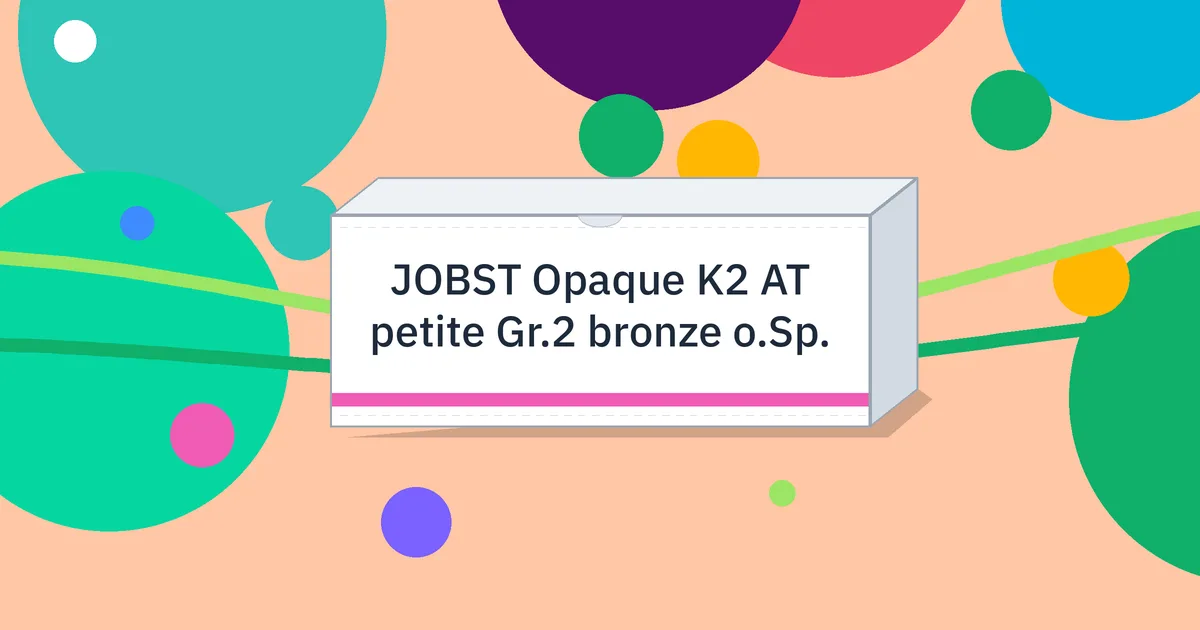 Symbolbild: Packung mit der Aufschrift JOBST Opaque K2 AT petite Gr.2 bronze o.Sp. (PZN 13119665) – Verfügbarkeit und Bezug in Apotheken in Frankfurt am Main