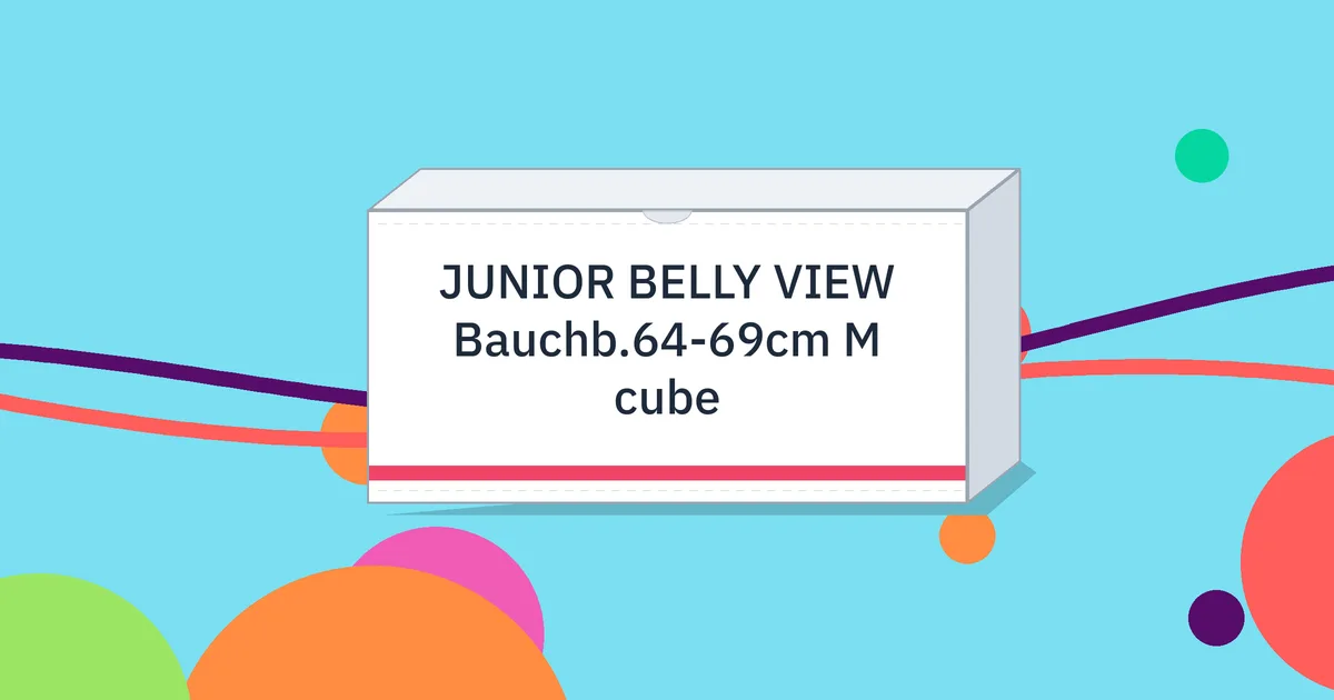 Symbolbild: Packung mit der Aufschrift JUNIOR BELLY VIEW Bauchb.64-69cm M cube (PZN 16537630) – Verfügbarkeit und Bezug in Apotheken in Frankfurt am Main