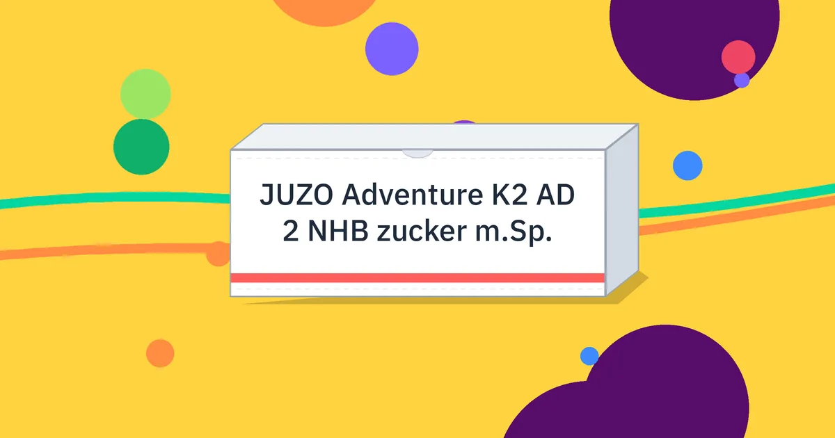 Symbolbild: Packung mit der Aufschrift JUZO Adventure K2 AD 2 NHB zucker m.Sp. (PZN 16342777) – Verfügbarkeit und Bezug in Apotheken in Frankfurt am Main