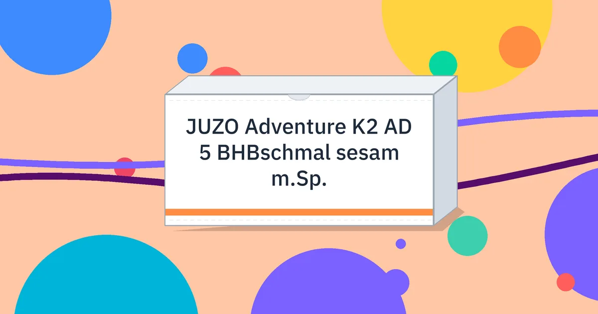 Symbolbild: Packung mit der Aufschrift JUZO Adventure K2 AD 5 BHBschmal sesam m.Sp. (PZN 16494369) – Verfügbarkeit und Bezug in Apotheken in Frankfurt am Main