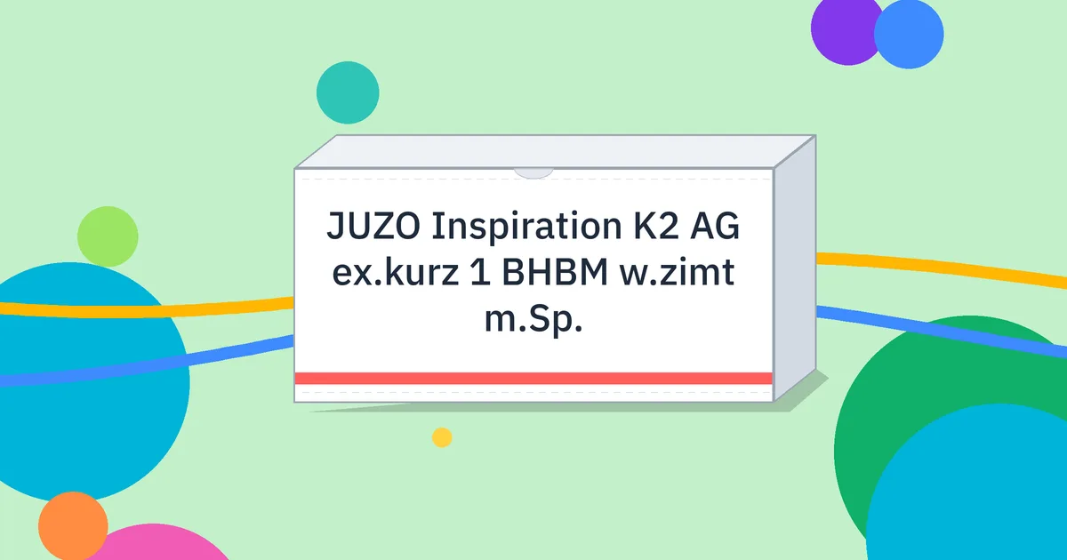 Symbolbild: Packung mit der Aufschrift JUZO Inspiration K2 AG ex.kurz 1 BHBM w.zimt m.Sp. (PZN 14883836) – Verfügbarkeit und Bezug in Apotheken in Frankfurt am Main