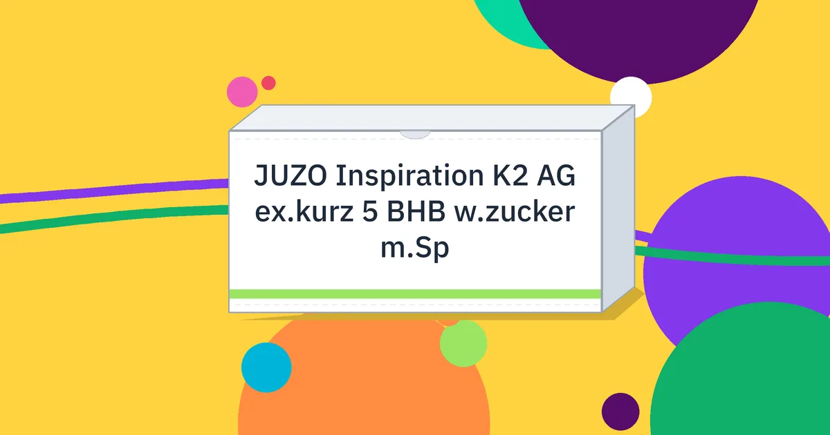 Symbolbild: Packung mit der Aufschrift JUZO Inspiration K2 AG ex.kurz 5 BHB w.zucker m.Sp (PZN 14851061) – Verfügbarkeit und Bezug in Apotheken in Frankfurt am Main