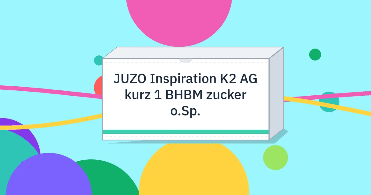 Symbolbild: Packung mit der Aufschrift JUZO Inspiration K2 AG kurz 1 BHBM zucker o.Sp. (PZN 14877066) – Verfügbarkeit und Bezug in Apotheken in Frankfurt am Main