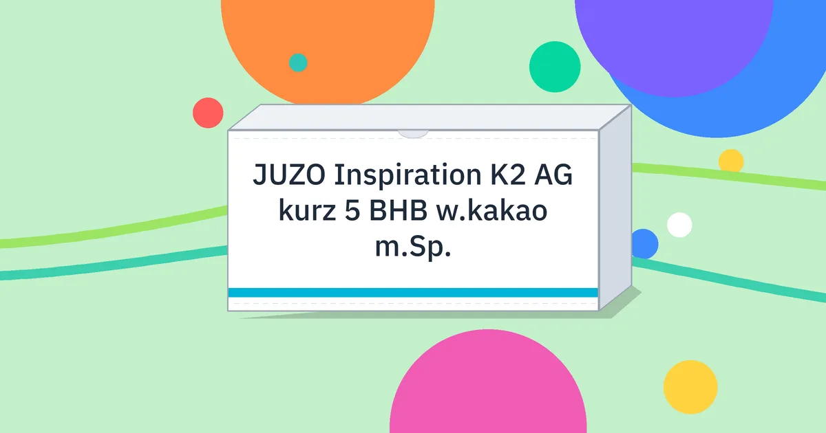 Symbolbild: Packung mit der Aufschrift JUZO Inspiration K2 AG kurz 5 BHB w.kakao m.Sp. (PZN 14850311) – Verfügbarkeit und Bezug in Apotheken in Frankfurt am Main