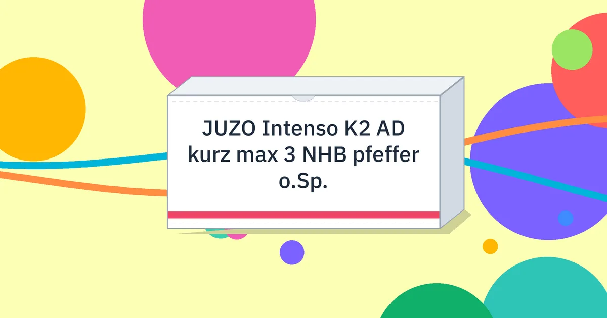 Symbolbild: Packung mit der Aufschrift JUZO Intenso K2 AD kurz max 3 NHB pfeffer o.Sp. (PZN 18622535) – Verfügbarkeit und Bezug in Apotheken in Frankfurt am Main