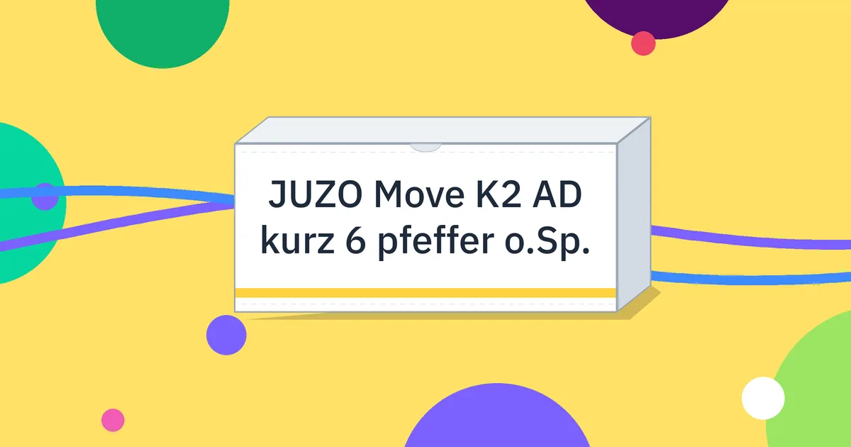 Symbolbild: Packung mit der Aufschrift JUZO Move K2 AD kurz 6 pfeffer o.Sp. (PZN 16342234) – Verfügbarkeit und Bezug in Apotheken in Frankfurt am Main