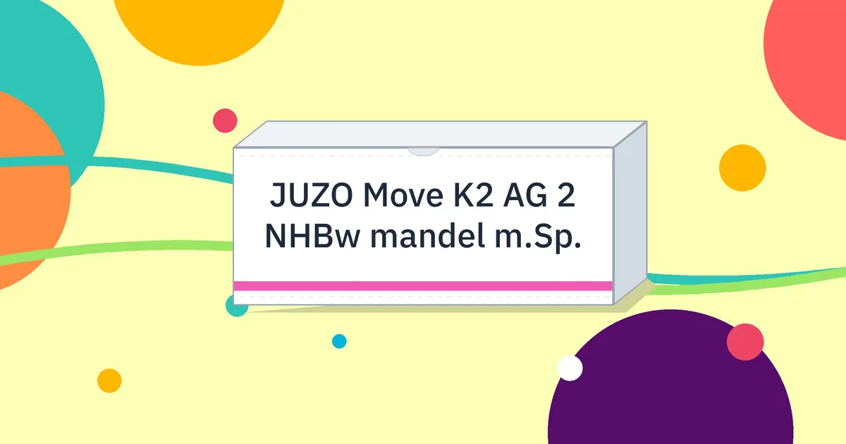 Symbolbild: Packung mit der Aufschrift JUZO Move K2 AG 2 NHBw mandel m.Sp. (PZN 16640782) – Verfügbarkeit und Bezug in Apotheken in Frankfurt am Main