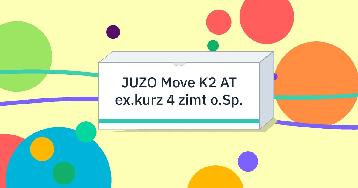 Symbolbild: Packung mit der Aufschrift JUZO Move K2 AT ex.kurz 4 zimt o.Sp. (PZN 20672227) – Verfügbarkeit und Bezug in Apotheken in Frankfurt am Main