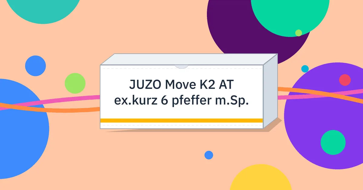 Symbolbild: Packung mit der Aufschrift JUZO Move K2 AT ex.kurz 6 pfeffer m.Sp. (PZN 20670636) – Verfügbarkeit und Bezug in Apotheken in Frankfurt am Main