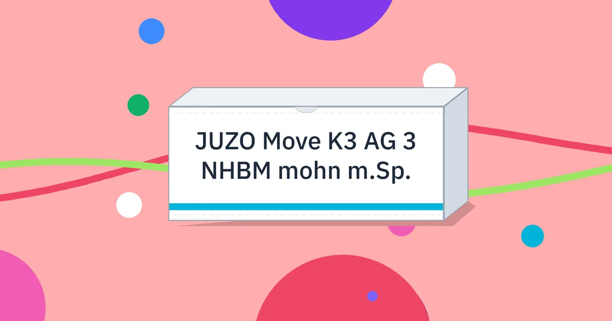 Symbolbild: Packung mit der Aufschrift JUZO Move K3 AG 3 NHBM mohn m.Sp. (PZN 18586615) – Verfügbarkeit und Bezug in Apotheken in Frankfurt am Main