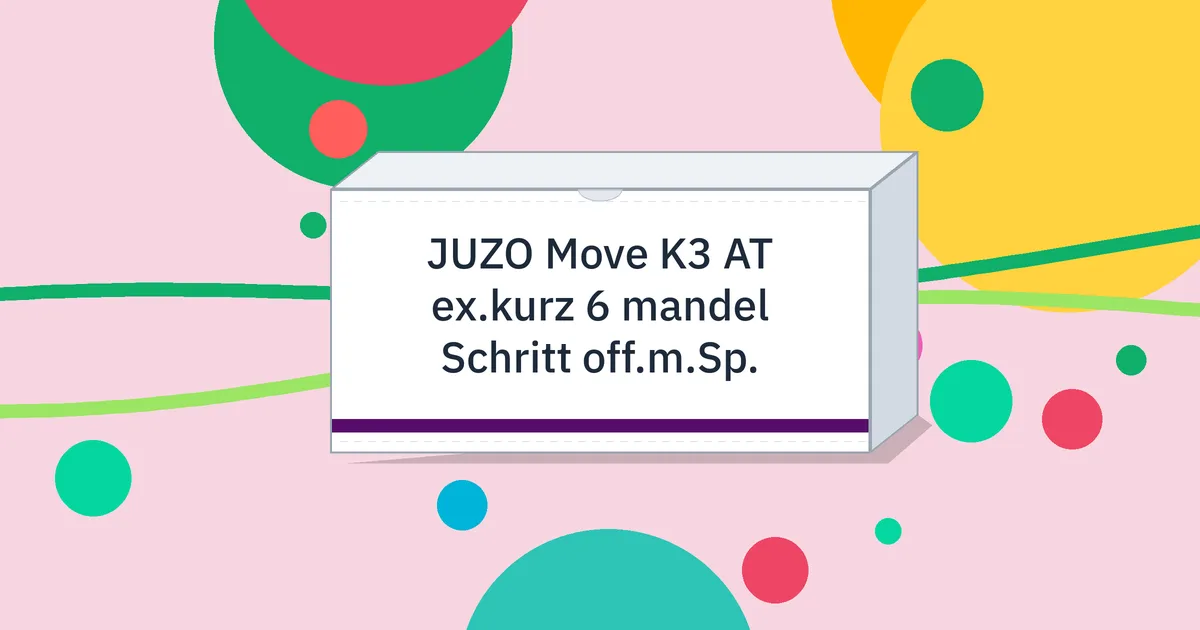 Symbolbild: Packung mit der Aufschrift JUZO Move K3 AT ex.kurz 6 mandel Schritt off.m.Sp. (PZN 20680729) – Verfügbarkeit und Bezug in Apotheken in Frankfurt am Main