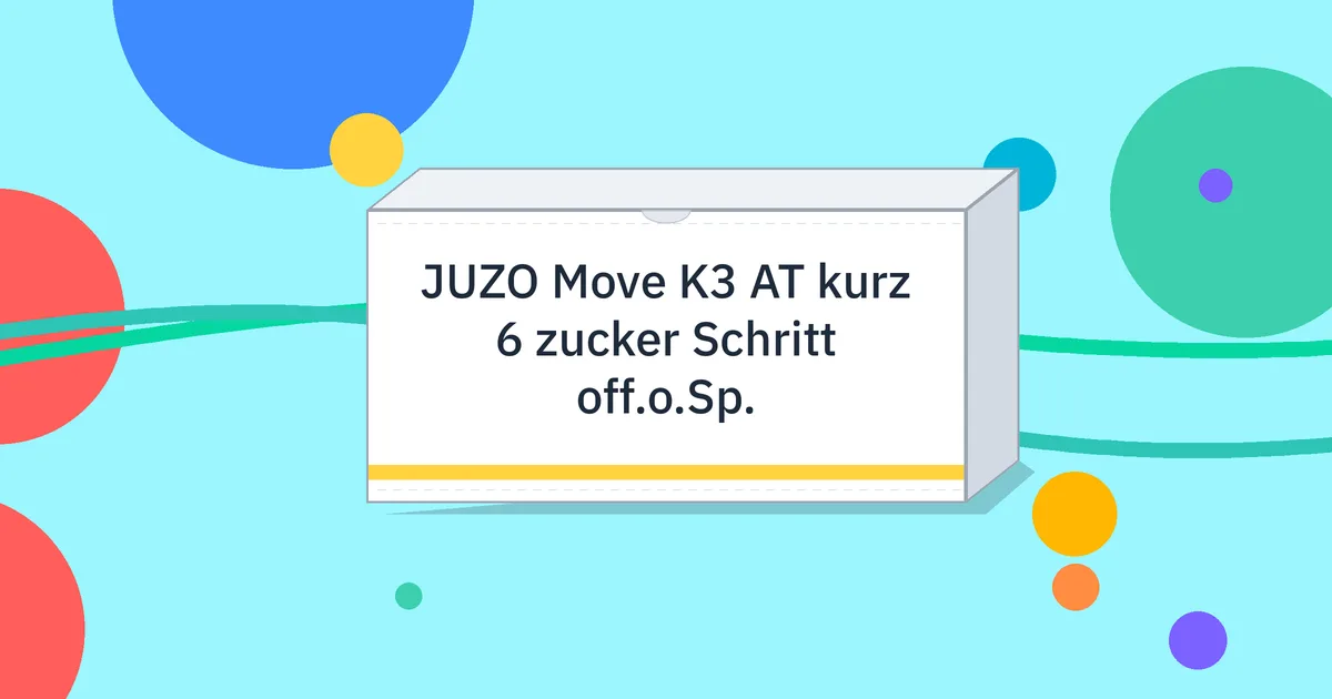 Symbolbild: Packung mit der Aufschrift JUZO Move K3 AT kurz 6 zucker Schritt off.o.Sp. (PZN 20685000) – Verfügbarkeit und Bezug in Apotheken in Frankfurt am Main
