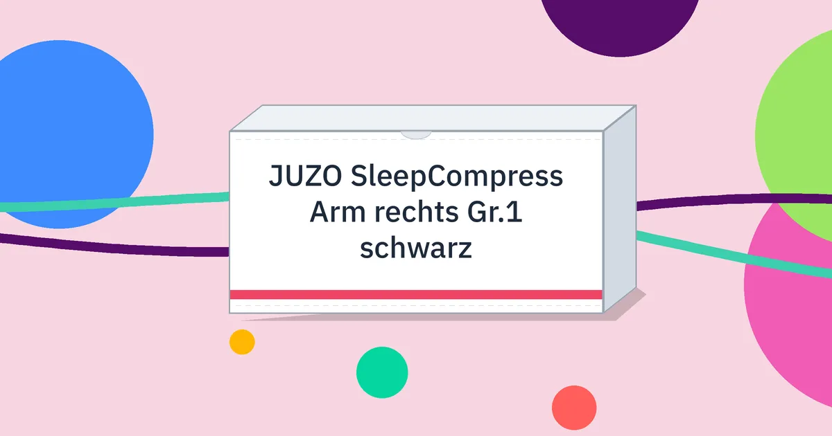 Symbolbild: Packung mit der Aufschrift JUZO SleepCompress Arm rechts Gr.1 schwarz (PZN 18778088) – Verfügbarkeit und Bezug in Apotheken in Frankfurt am Main