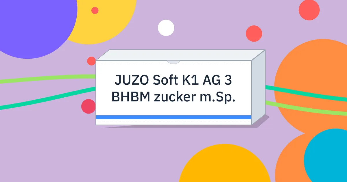 Symbolbild: Packung mit der Aufschrift JUZO Soft K1 AG 3 BHBM zucker m.Sp. (PZN 14854728) – Verfügbarkeit und Bezug in Apotheken in Frankfurt am Main