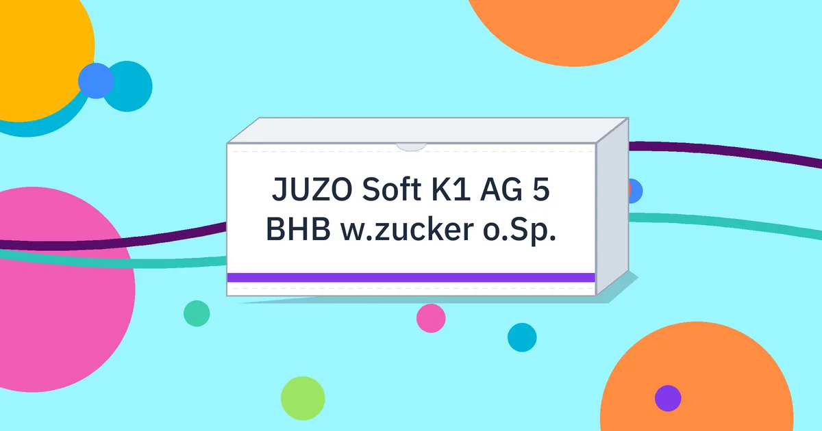 Symbolbild: Packung mit der Aufschrift JUZO Soft K1 AG 5 BHB w.zucker o.Sp. (PZN 14837204) – Verfügbarkeit und Bezug in Apotheken in Frankfurt am Main