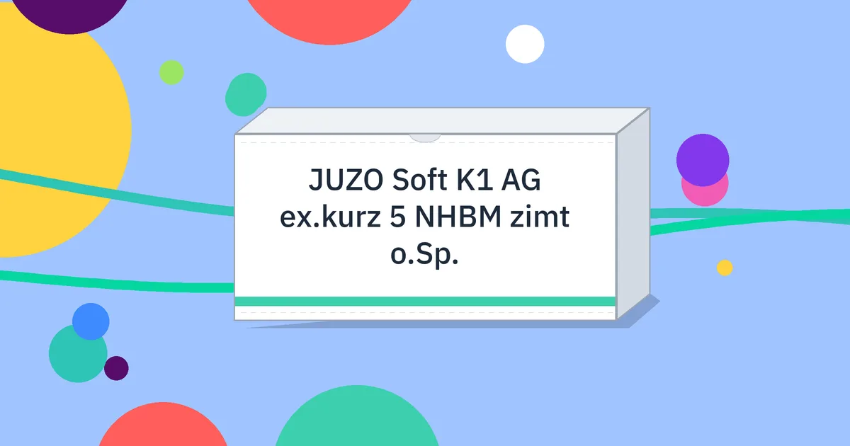 Symbolbild: Packung mit der Aufschrift JUZO Soft K1 AG ex.kurz 5 NHBM zimt o.Sp. (PZN 14996977) – Verfügbarkeit und Bezug in Apotheken in Frankfurt am Main