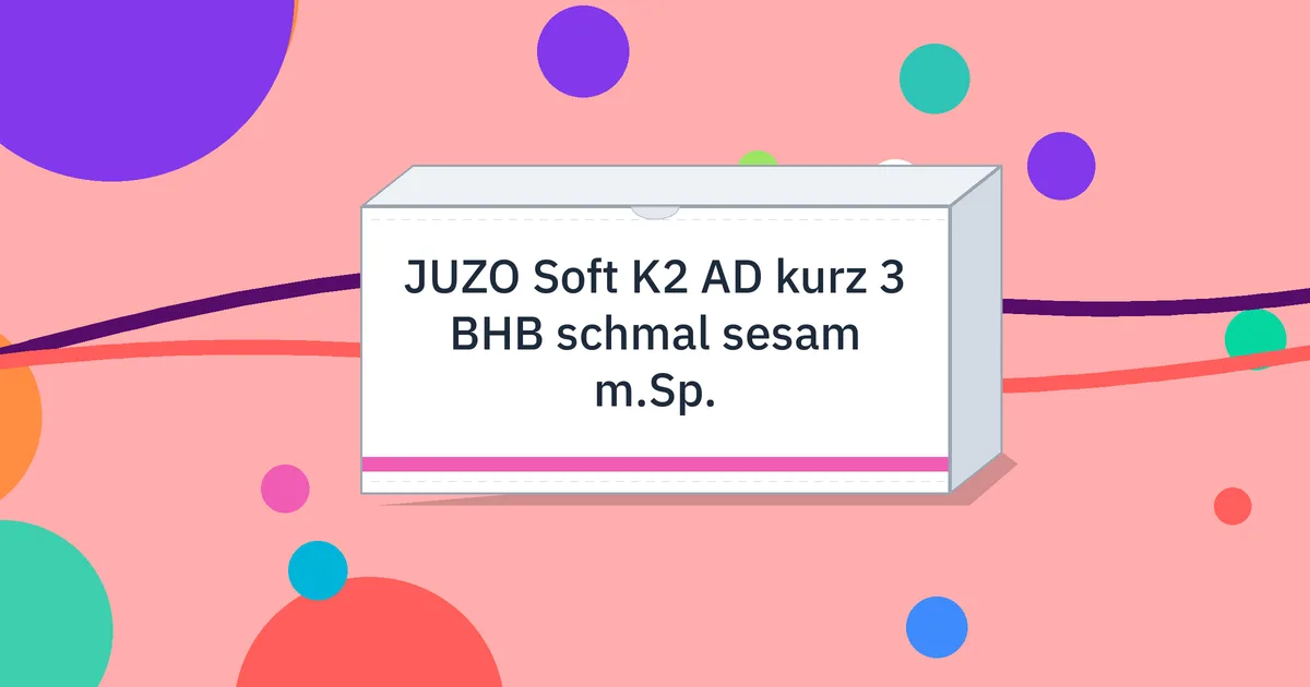 Symbolbild: Packung mit der Aufschrift JUZO Soft K2 AD kurz 3 BHB schmal sesam m.Sp. (PZN 15467689) – Verfügbarkeit und Bezug in Apotheken in Frankfurt am Main