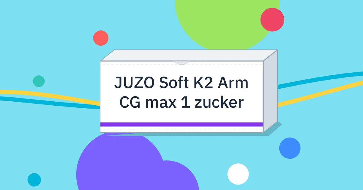 Symbolbild: Packung mit der Aufschrift JUZO Soft K2 Arm CG max 1 zucker (PZN 15513633) – Verfügbarkeit und Bezug in Apotheken in Frankfurt am Main