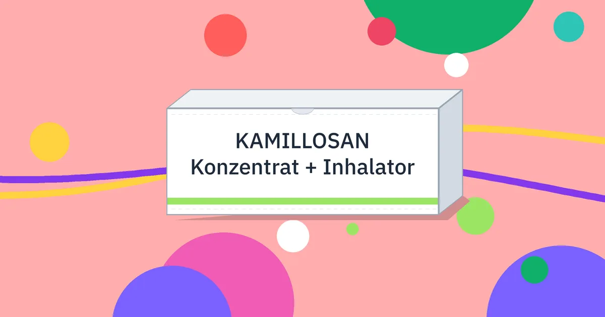 Symbolbild: Packung mit der Aufschrift KAMILLOSAN Konzentrat + Inhalator (PZN 02395563) – Verfügbarkeit und Bezug in Apotheken in Frankfurt am Main